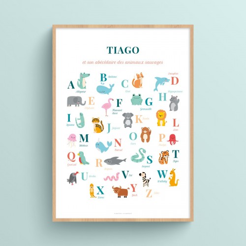Affiche abécédaire animaux sauvages décalés Couleur Multi-couleurs ...