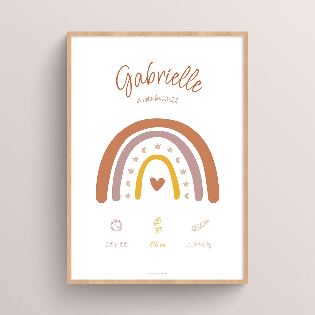 Affiche Arc-en-ciel de naissance à imprimer et personnaliser prénom bébé