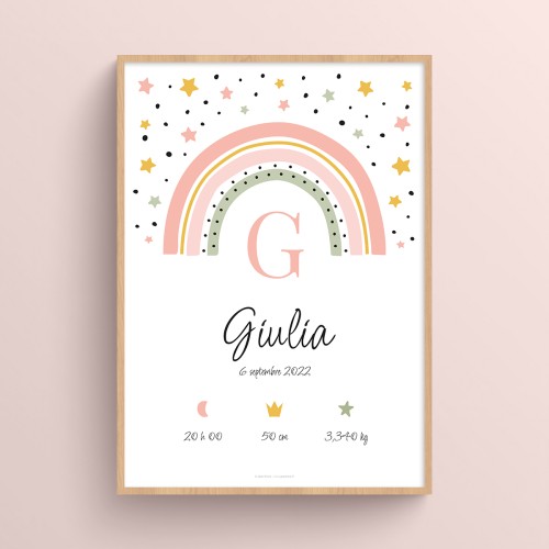 Affiche Arc-en-ciel étoilé de naissance personnalisée avec prénom ...